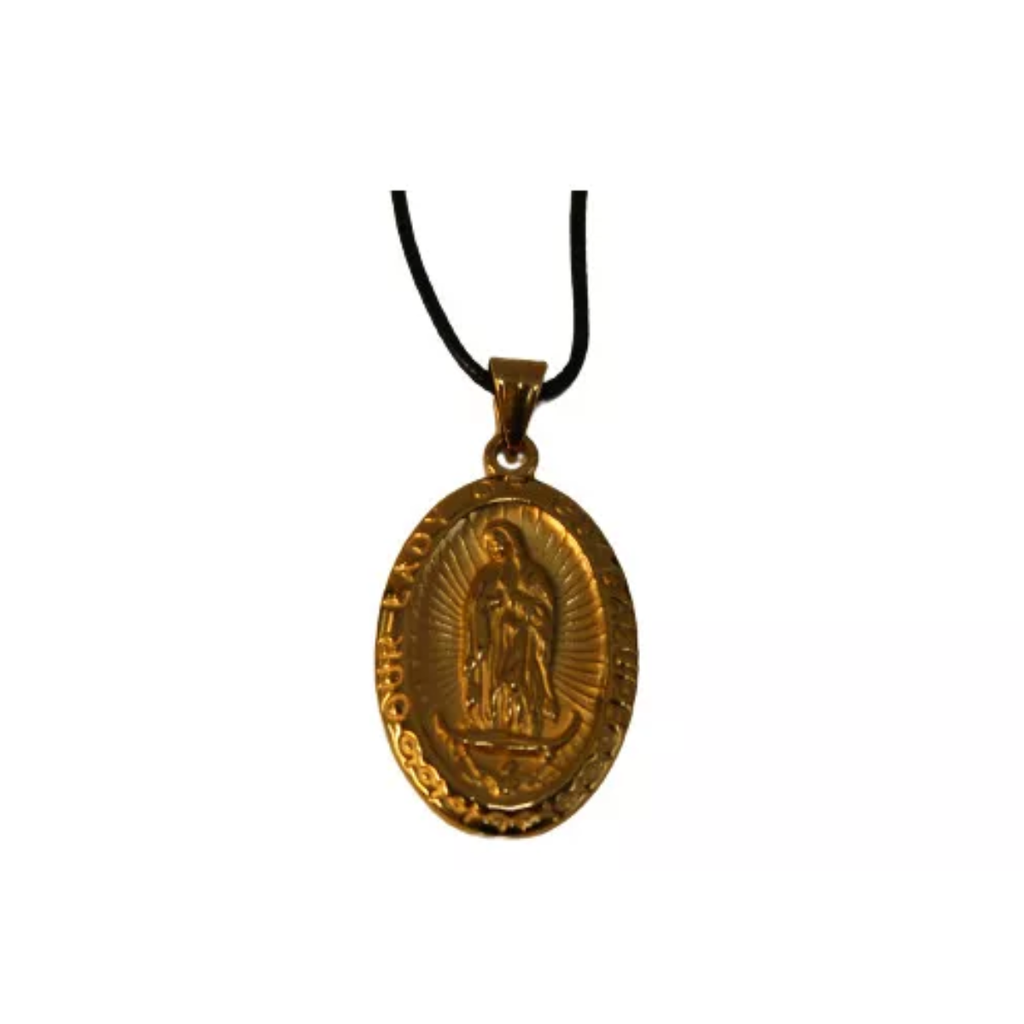 Collar Cola De Rata Con Medalla De Virgen De Guadalupe Dorado y ...